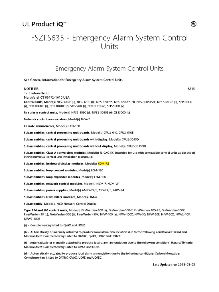 Emergency Alarm System Control Units | PDF | Information Technology ...