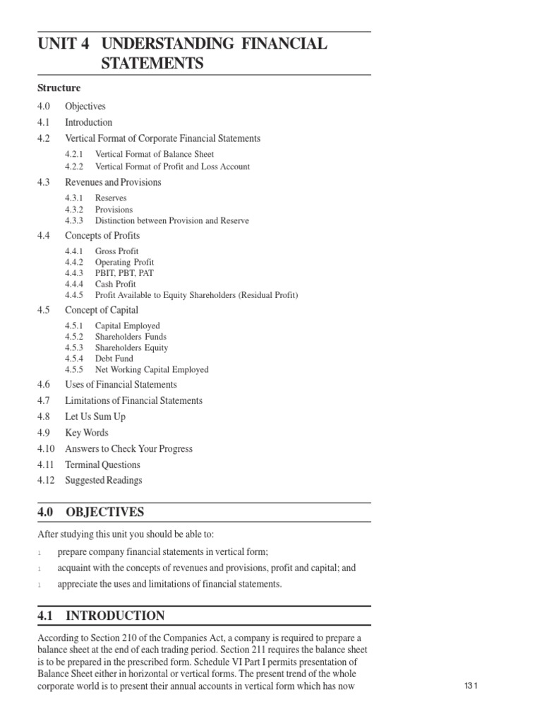 Unit 4 Understanding Financial Statements: Structure | PDF | Dividend ...