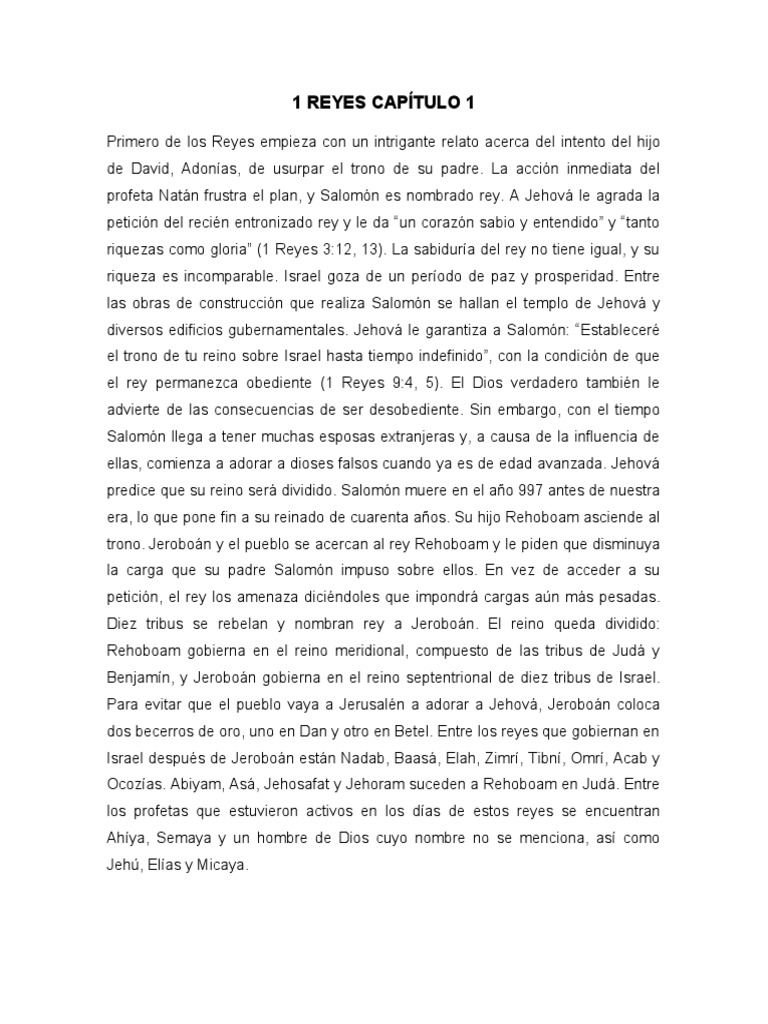 1 Reyes Capítulo 1 Resumen | PDF