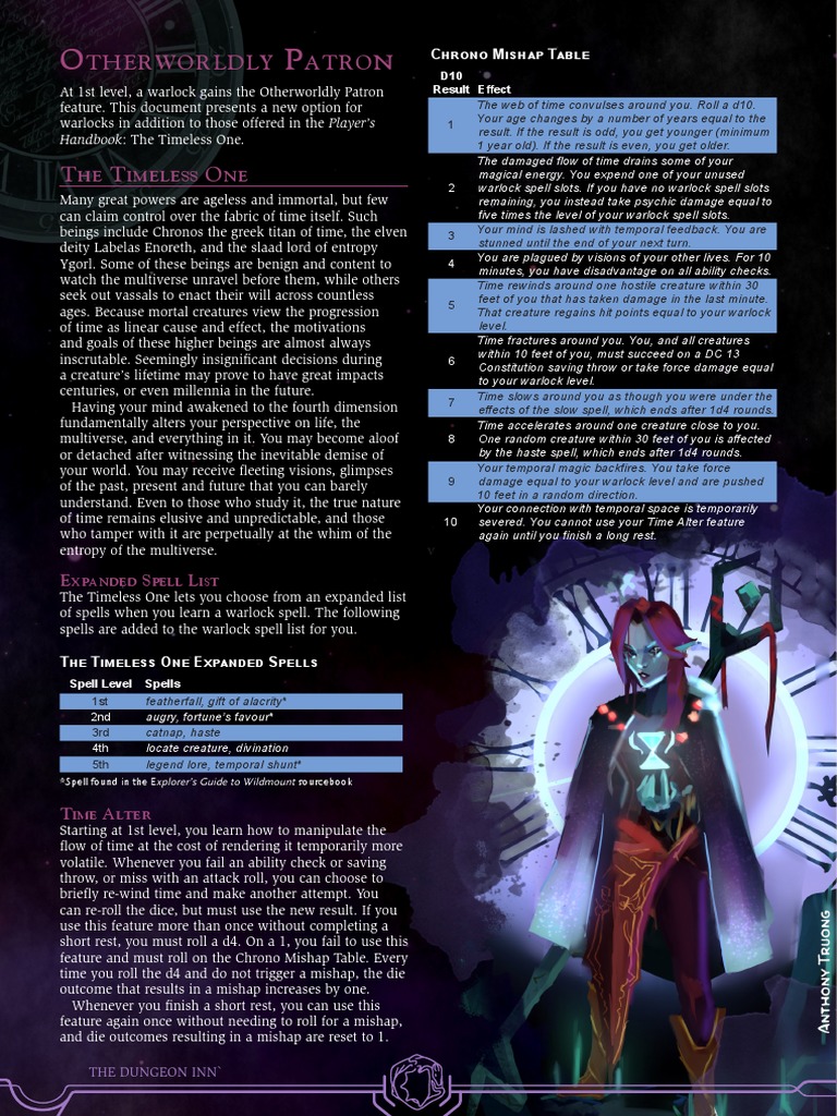 Timeless One Warlock | PDF | Dungeons & Dragons | Wizards Of The Coast