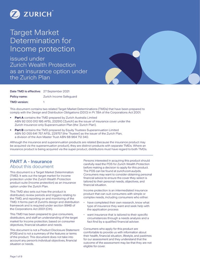 Target Market Determination For Income Protection | PDF | Pension ...