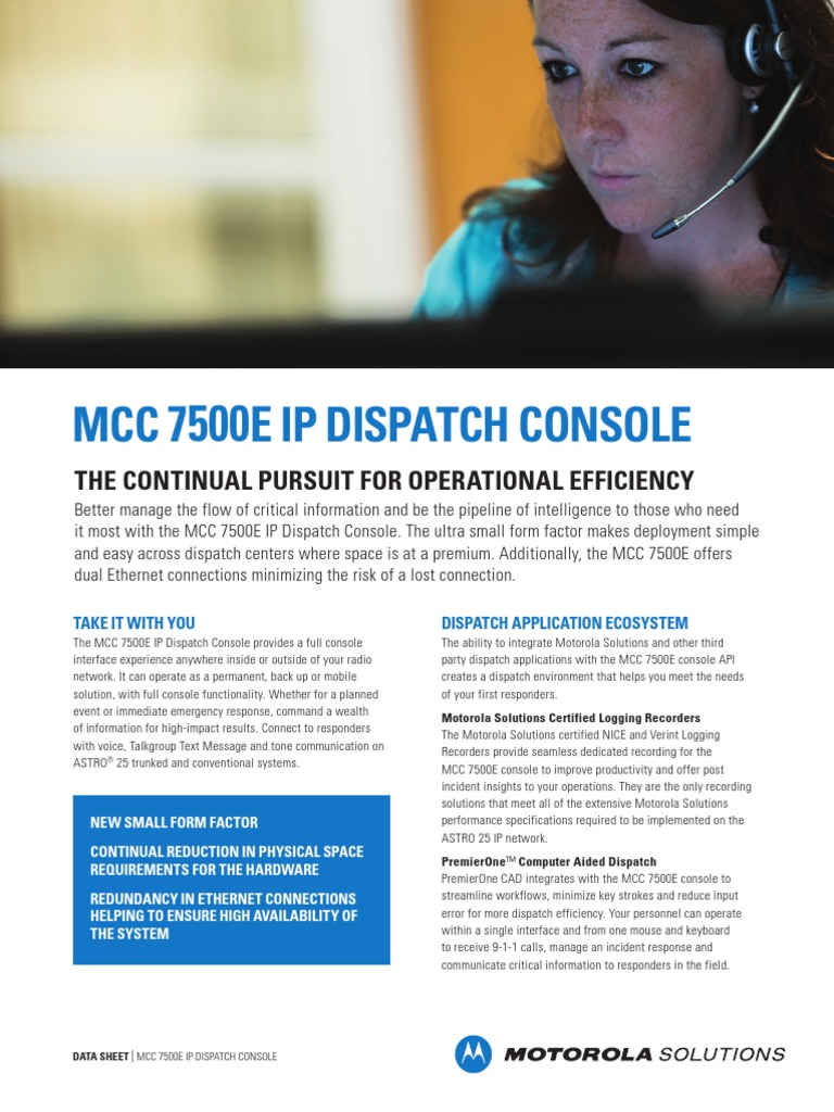 MCC 7500e Ip Dispatch Console Data Sheet | PDF | Computer Network ...