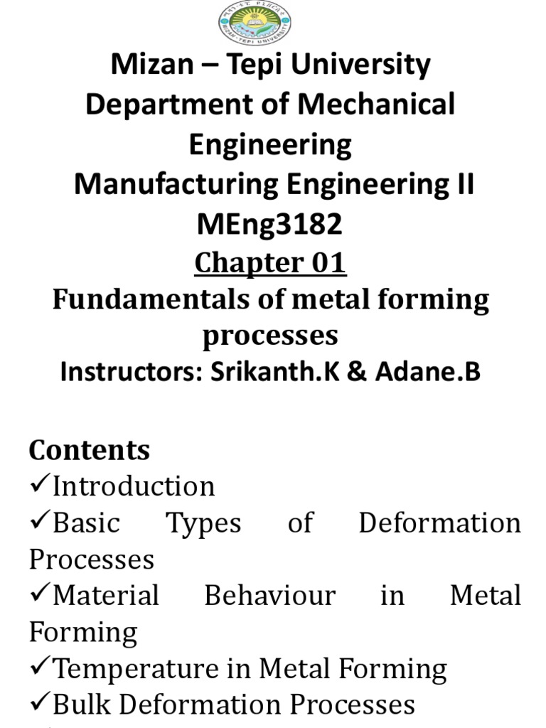 MFG II 3182 Chapter 1 | PDF | Extrusion | Rolling (Metalworking)