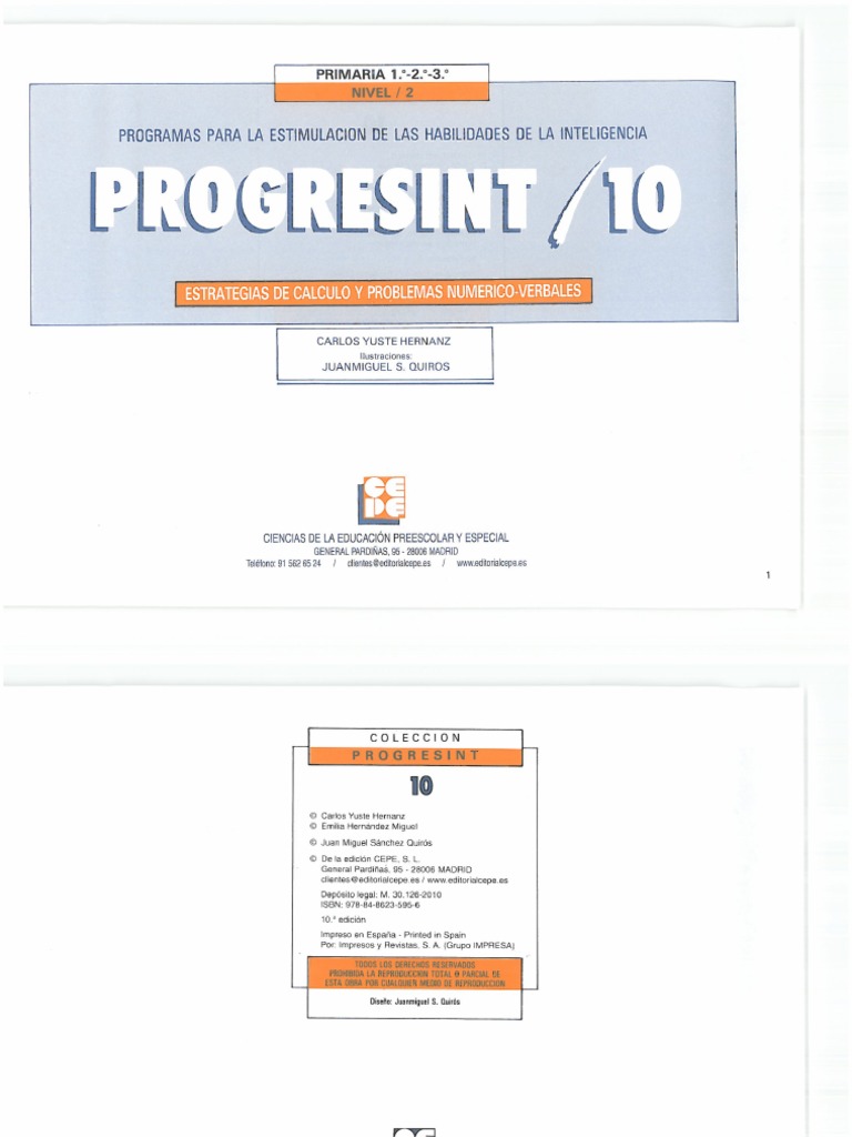 PROGRESINT 10 Estrategias de Cálculo y Problemas Numérico Verbales | PDF