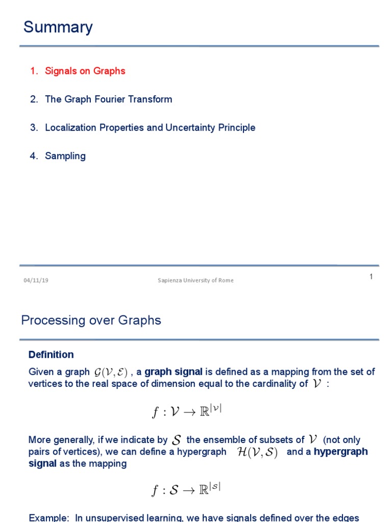 Graph Signal Processing | PDF | Eigenvalues And Eigenvectors | Fourier Transform