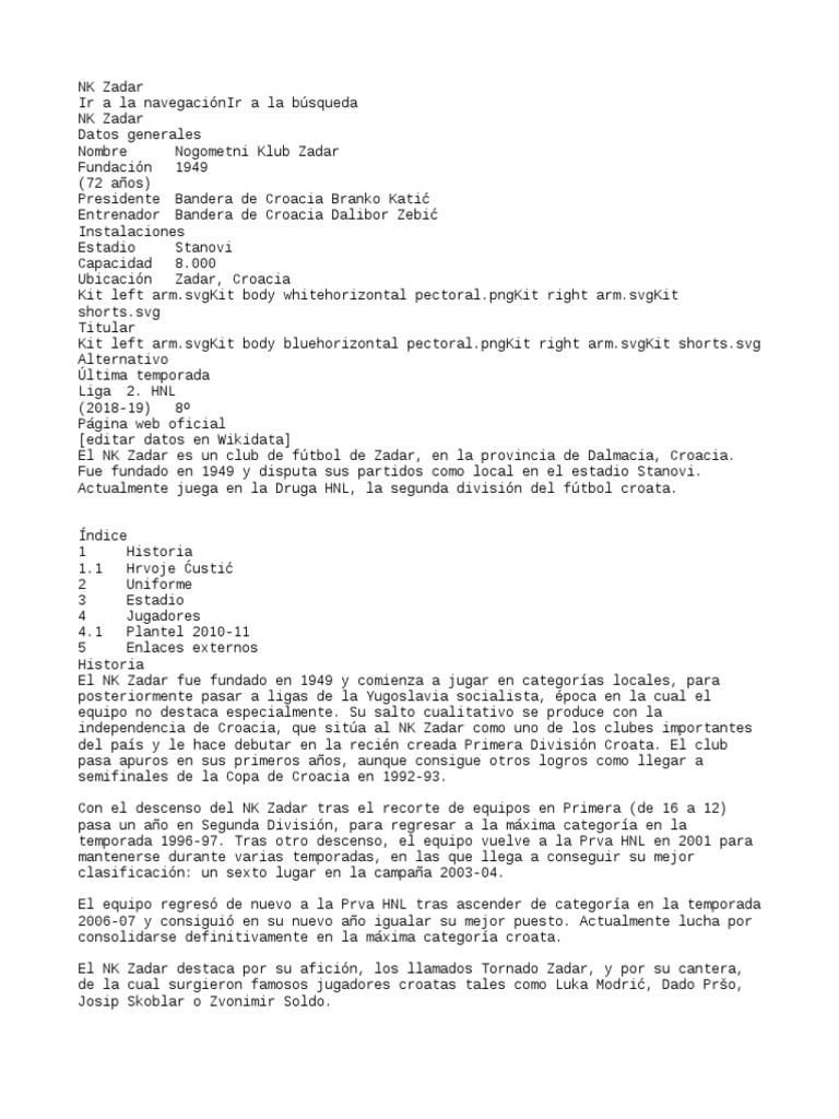 NL - Zadar FC | PDF | Asociación de Futbol | Deportes
