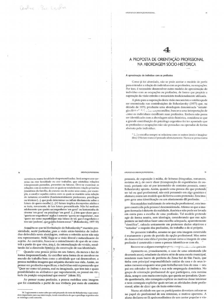 T11 BOCK - Silvio A Proposta de Orientação Profissional | PDF