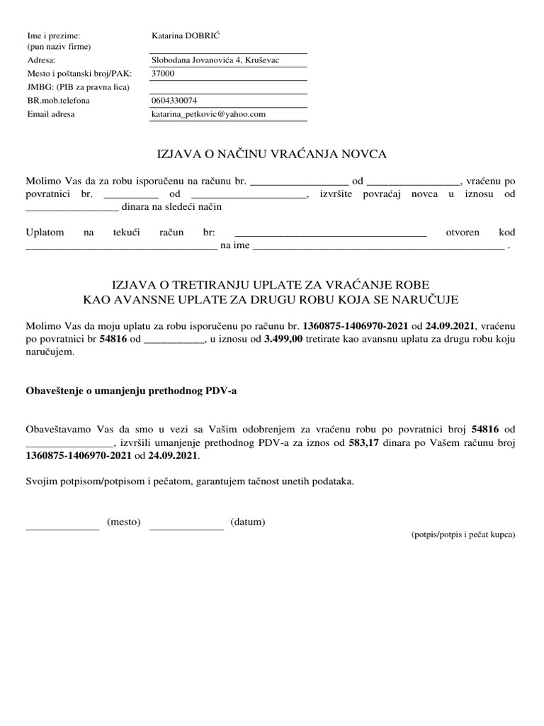 Izjava Povranice 54816 5 | PDF
