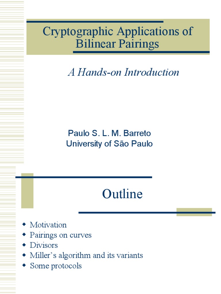 Cryptographic Applications of Bilinear Pairings: A Hands-On Introduction | PDF | Cryptography ...