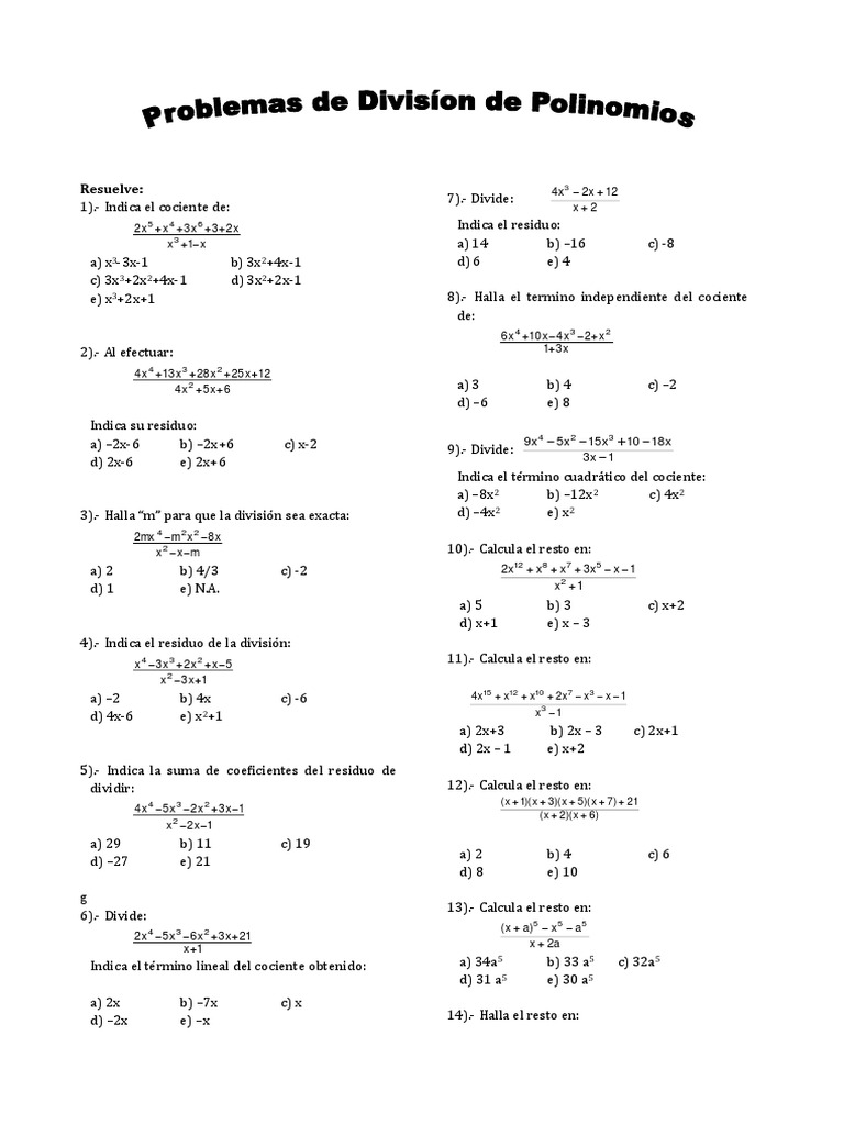 Division de Polinomios | PDF | Álgebra abstracta | Matemáticas
