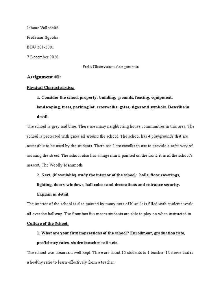 Field Observation | PDF | Lesson Plan | Teachers