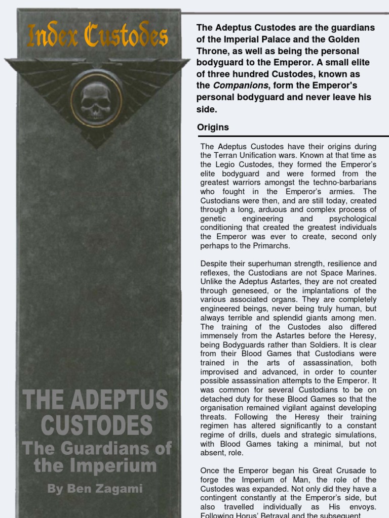 Index Custodes | PDF