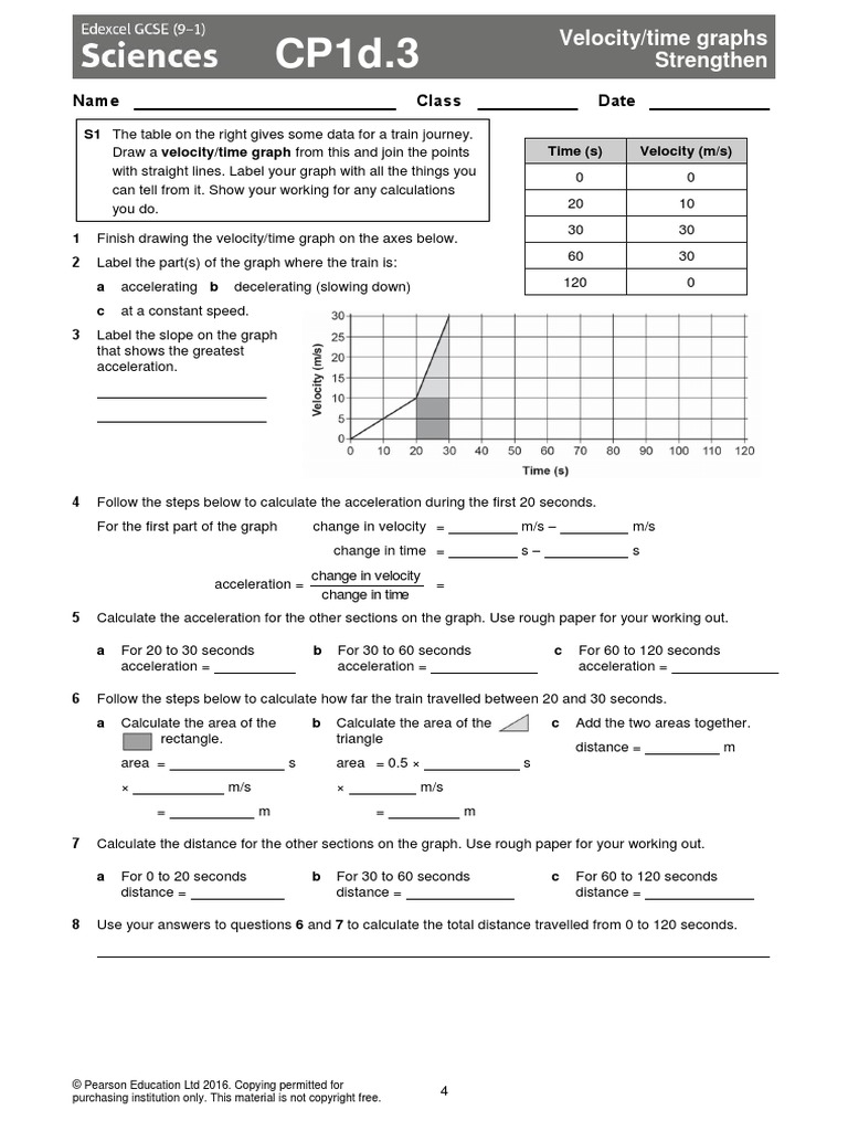 CP1d-SP1d Velocity V Time Graphs Worksheet AJ | PDF | Acceleration ...