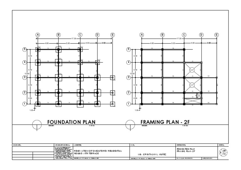 Foundation Plan Framing Plan - 2F: A B C D B C A D E E | PDF