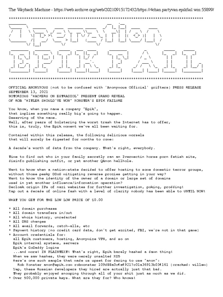 Anonymous Presents: Operation Epik Fail | PDF | Telecommunications ...