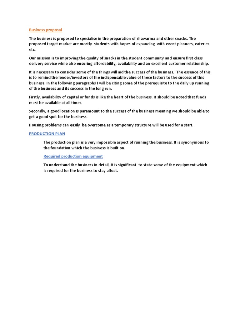 Choba Shawarma Business Plan | PDF