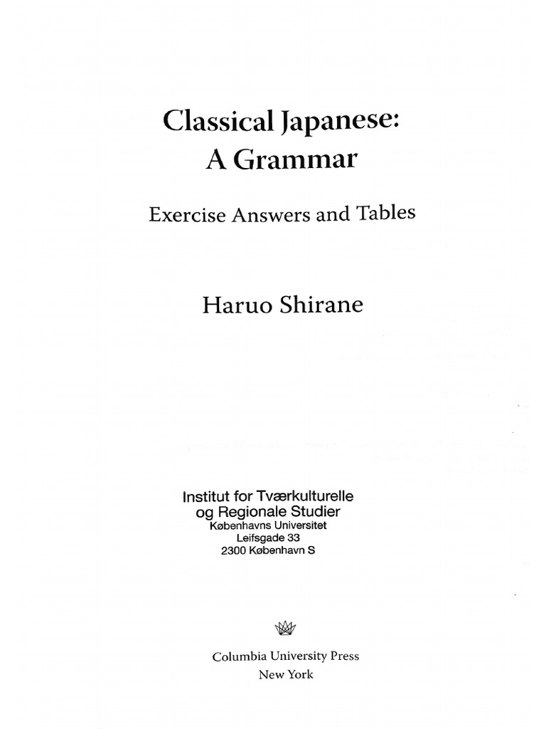 Classical Japanese - A Grammar Exercise Answers & Tables | PDF