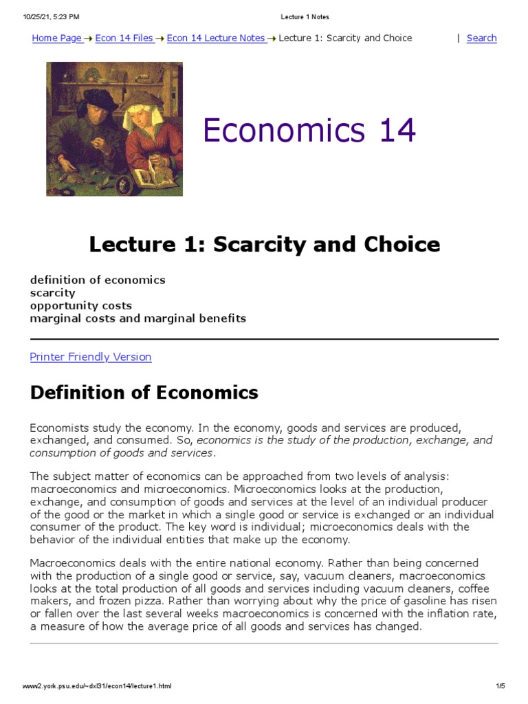 Understanding Scarcity and Opportunity Costs | PDF | Economics ...