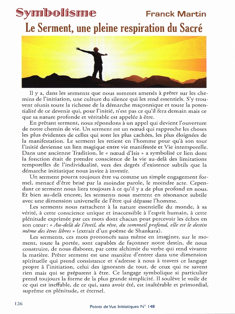 Le Serment Respiration Du Sacré PVI 148 | PDF | Conscience | Spiritualité