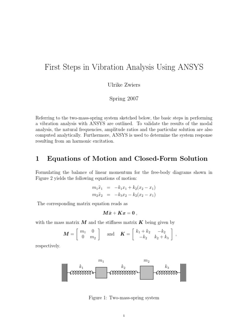 First Steps in Vibration Analysis Using ANSYS | PDF | Normal Mode ...