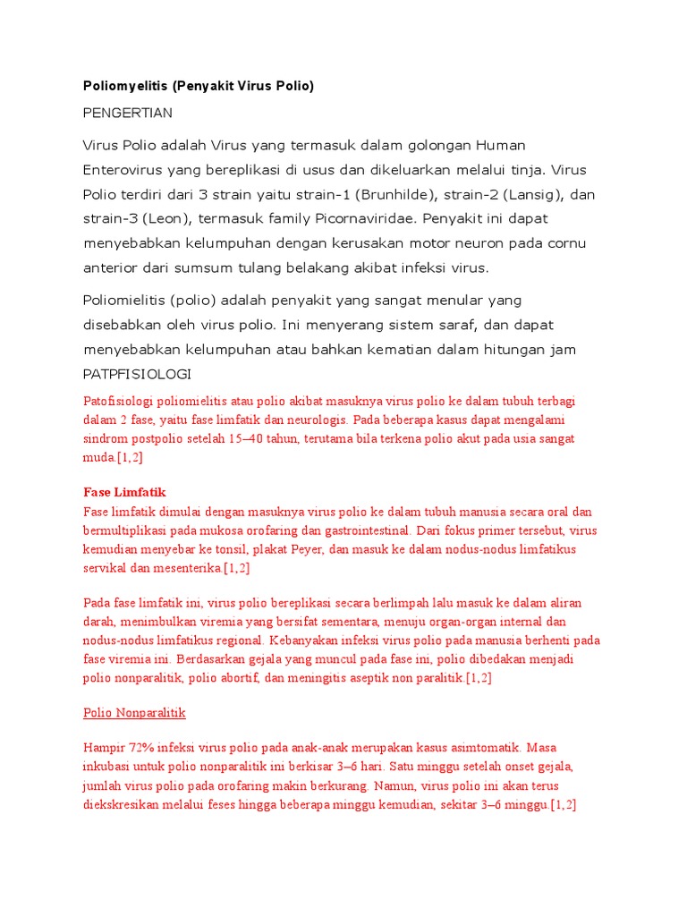 Poliomyelitis | PDF