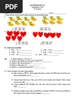 2nd Quarter Math 2 Exam TOS | PDF | Subtraction | Mathematics