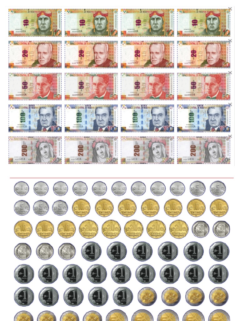 BILLETES Y MONEDAS para Imprimir | PDF