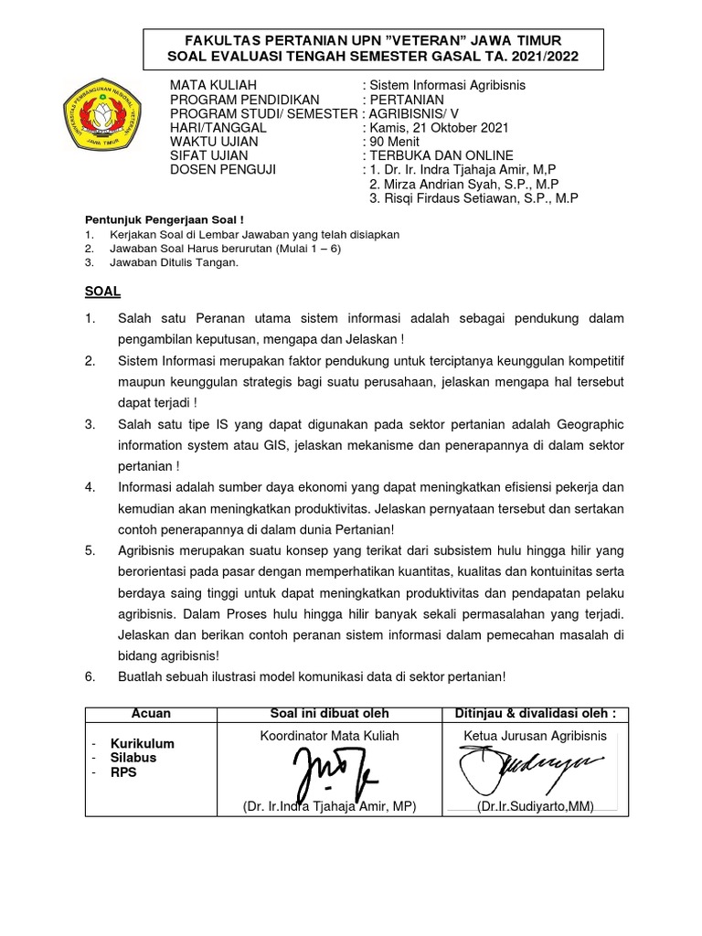 Soal Uts Sia (21 Oktober 2021) - TTD | PDF | Komputer | Teknologi ...
