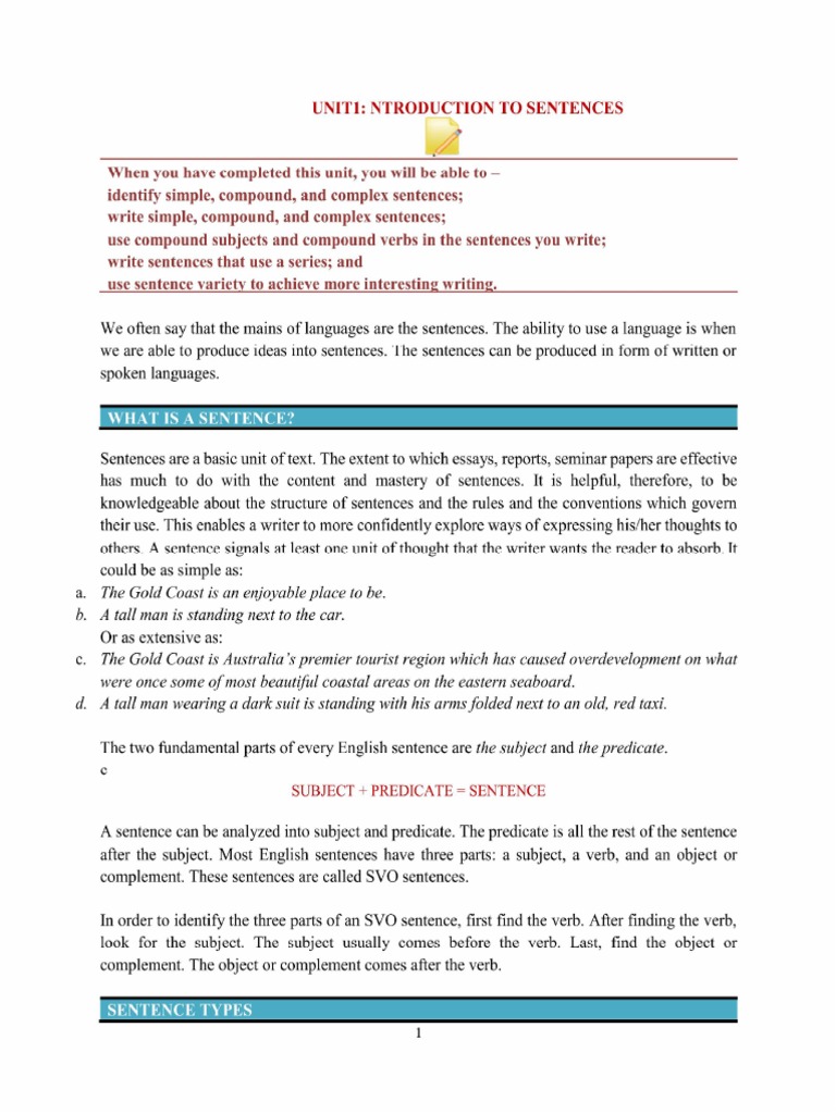 Basic Writing Unit 1-1 | PDF