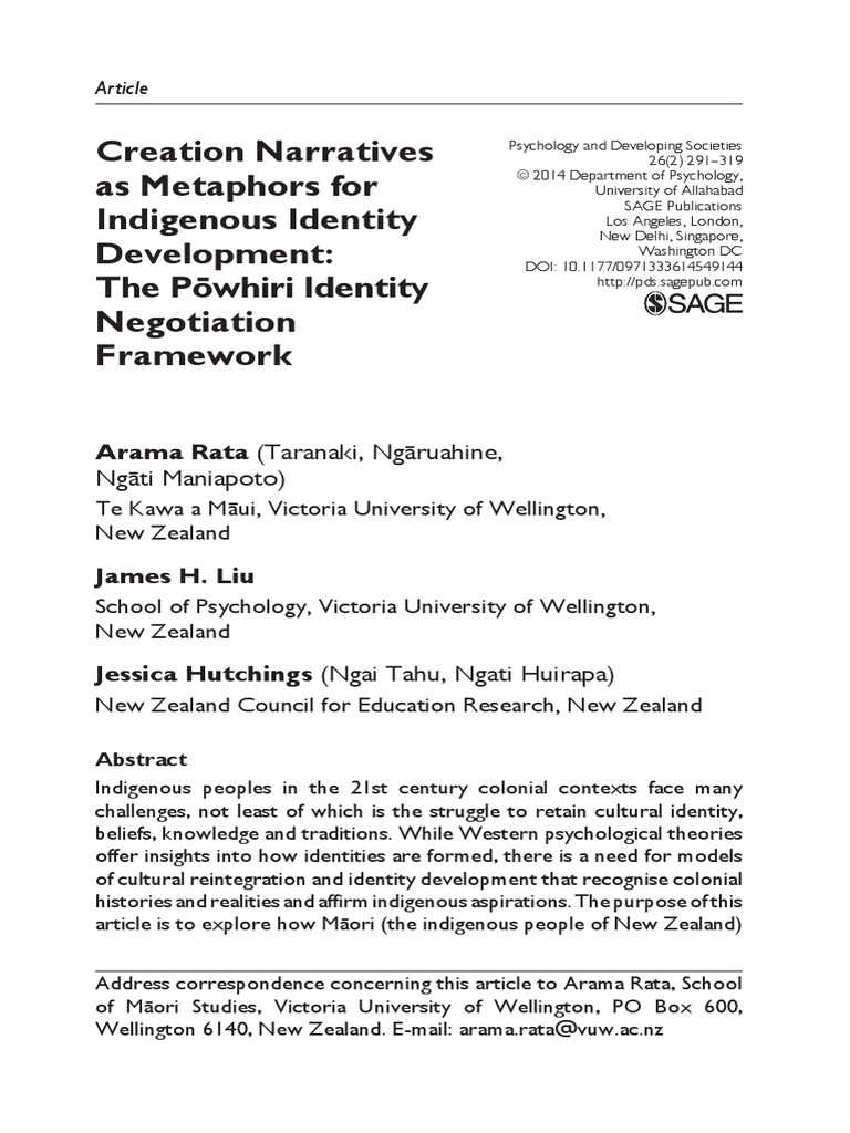 Creation Narratives As Metaphors For Indigenous Identity Development ...