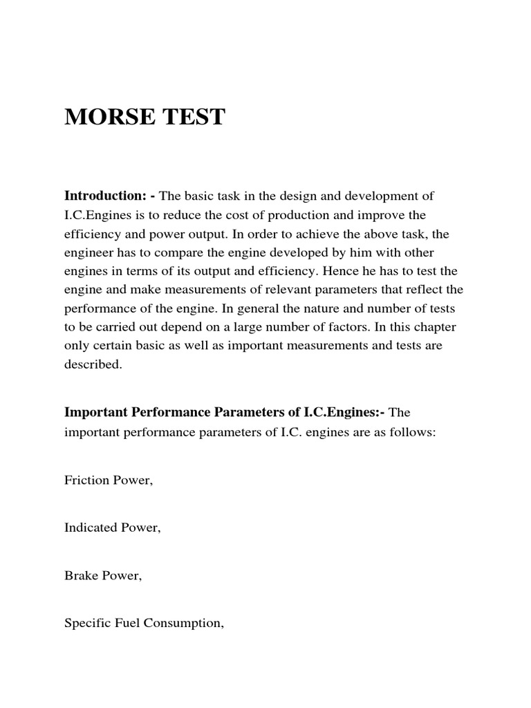 Morse Test Final | Download Free PDF | Internal Combustion Engine | Engines