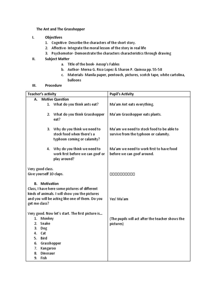 The Ant and The Grasshopper | PDF