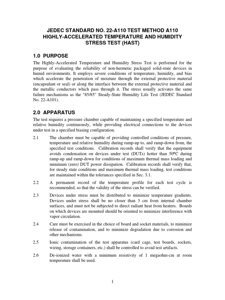 Jedec Standard No. 22-A110 Test Method A110 Highly-Accelerated ...