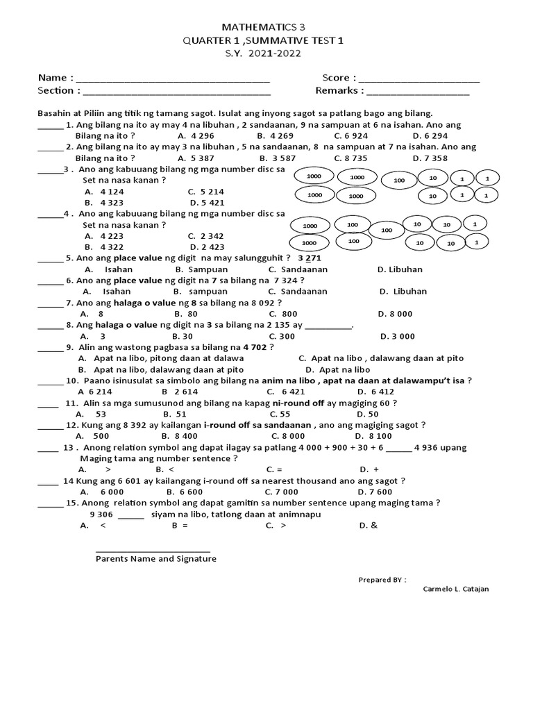 Summative G3 Q1 | PDF