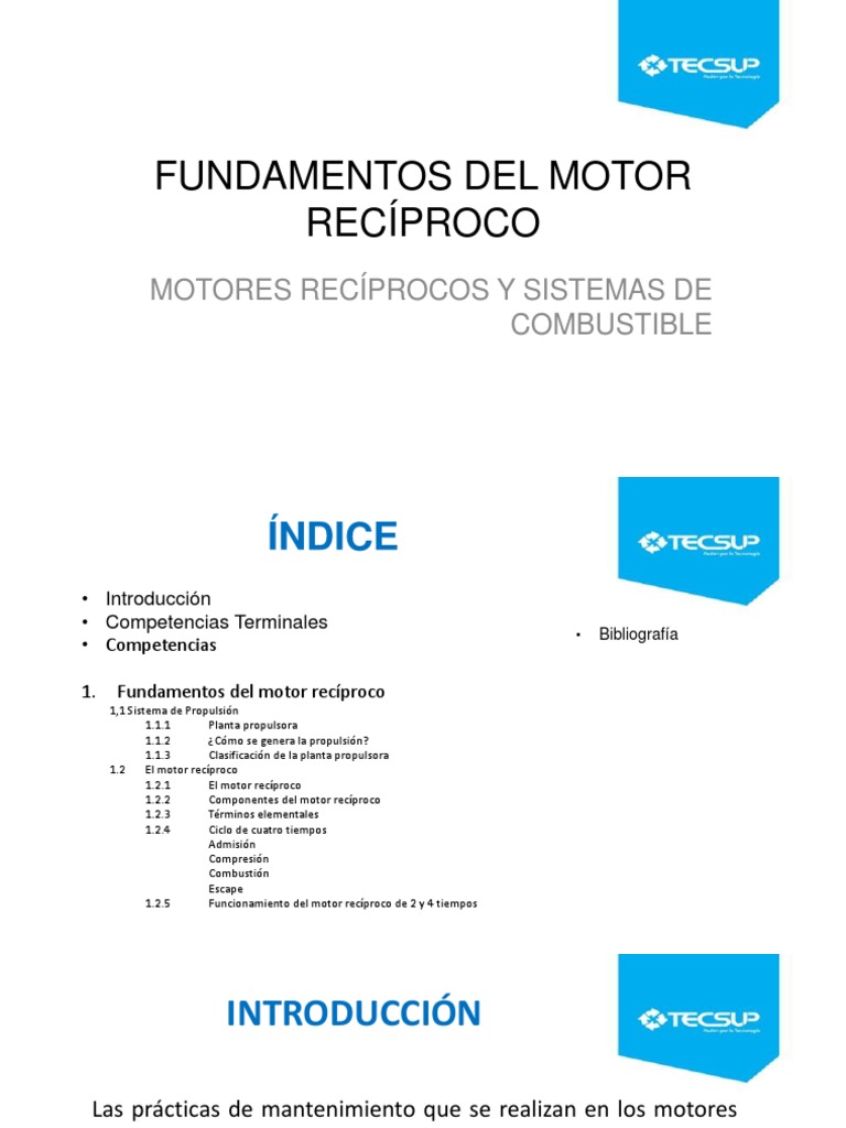 PPT1 Fundamentos Del Motor Recíproco | PDF | Motor a reacción | Pistón