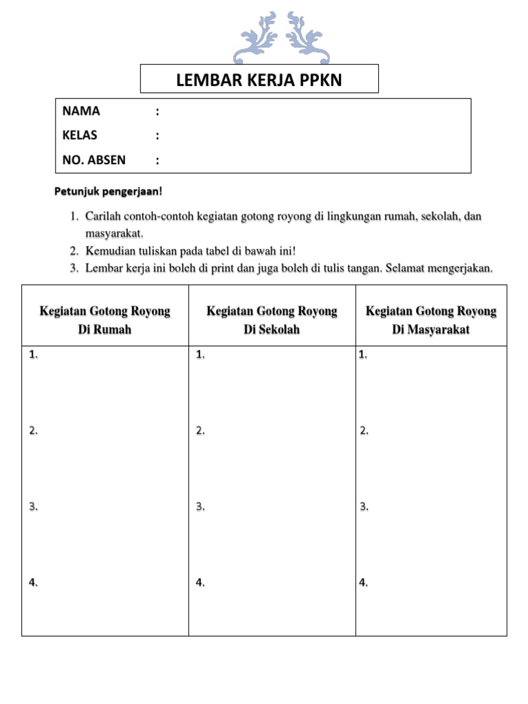 LK PPKN Kegiatan Gotong Royong | PDF