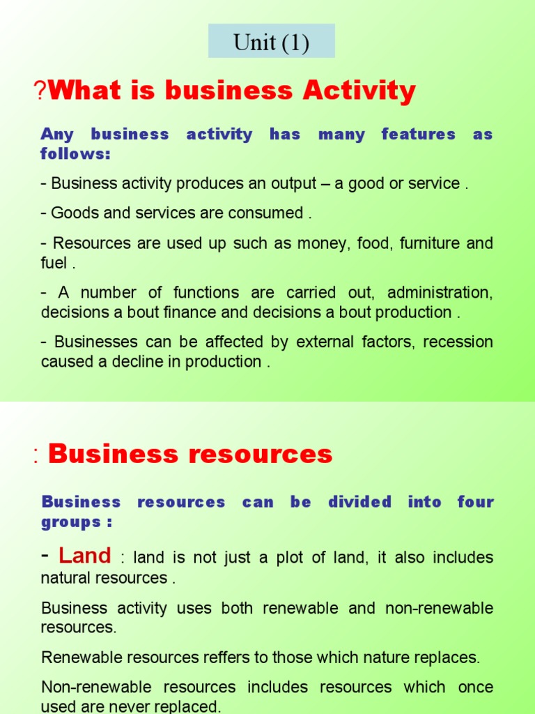What Is Business Activity | PDF | Market (Economics) | Labour Economics