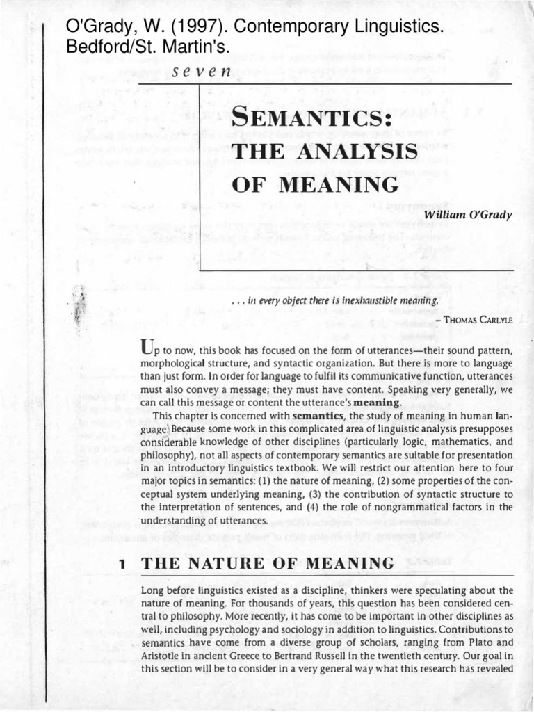 OGrady Semantics | PDF | Concept | Word
