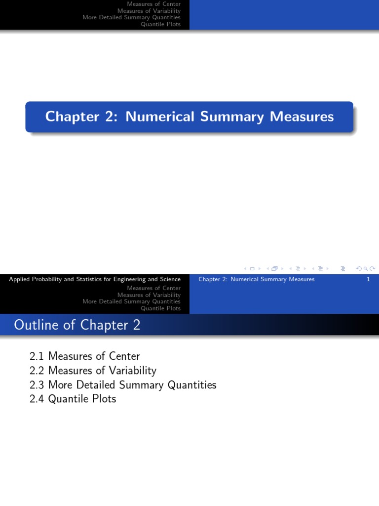Chapter 2: Numerical Summary Measures | PDF | Quartile | Mean