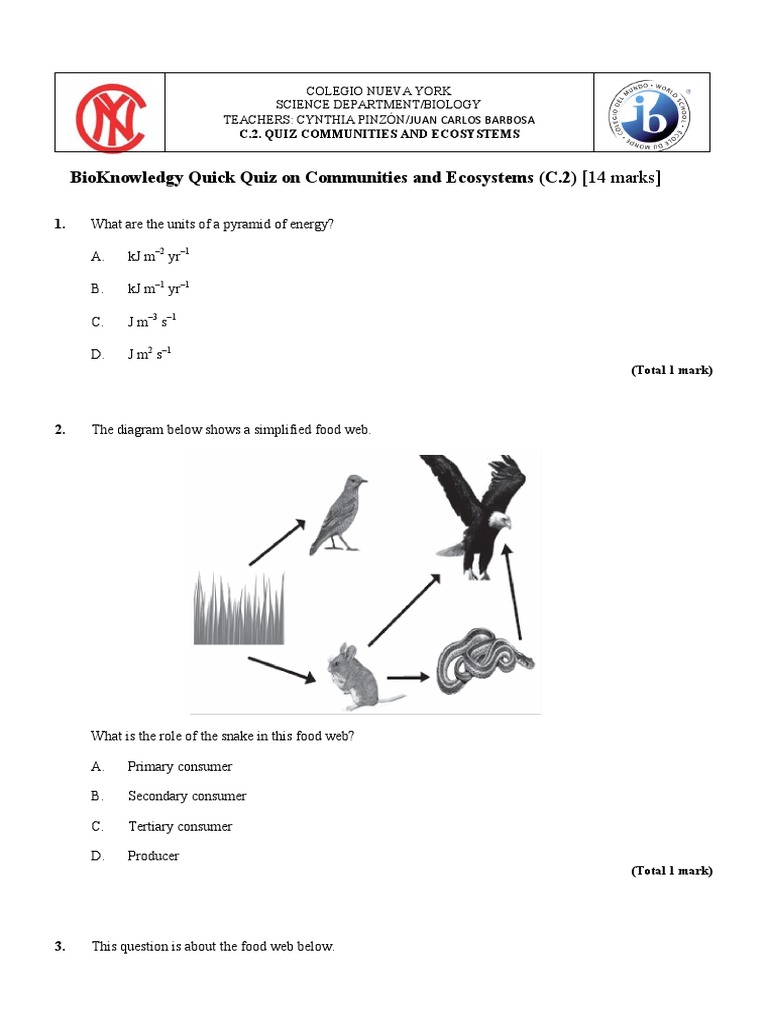 C.2. Quiz Communities and Ecosystems | PDF | Food Web | Earth Sciences