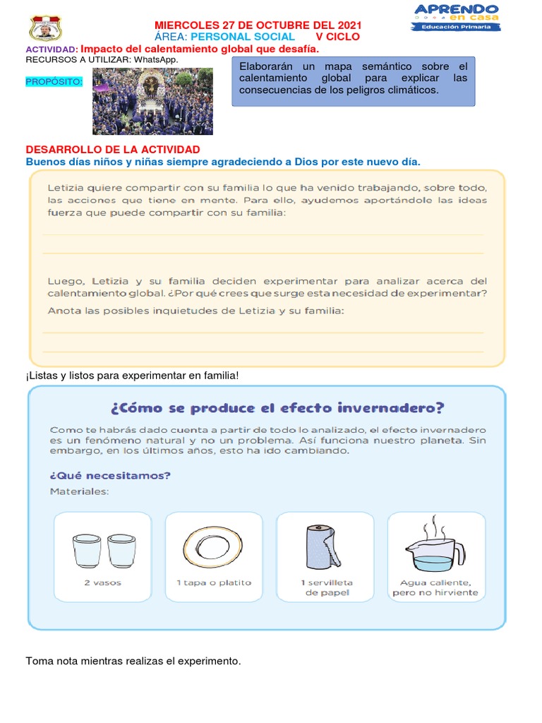 Actividades sobre Calentamiento Global | PDF | Cambio climático | Gases ...