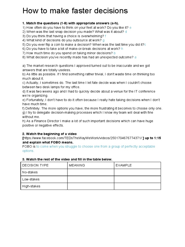 How To Make Faster Decisions | PDF | Cognition | Psychological Concepts