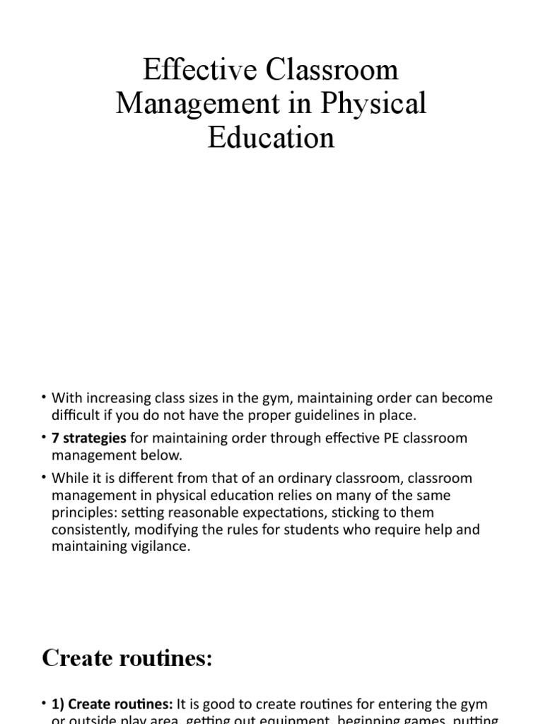 PE Classroom Management Strategies | PDF | Teachers | Physical Education