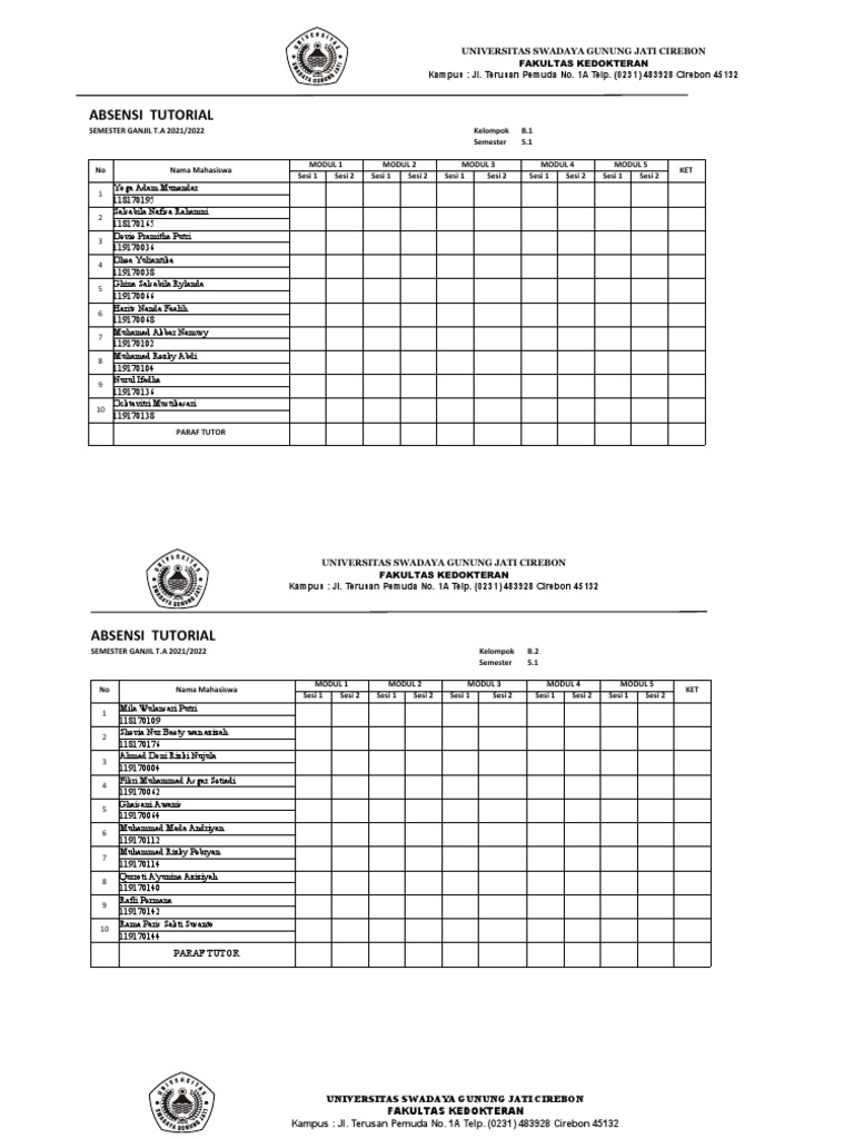 Absen PBL Blok 5.1 B | PDF