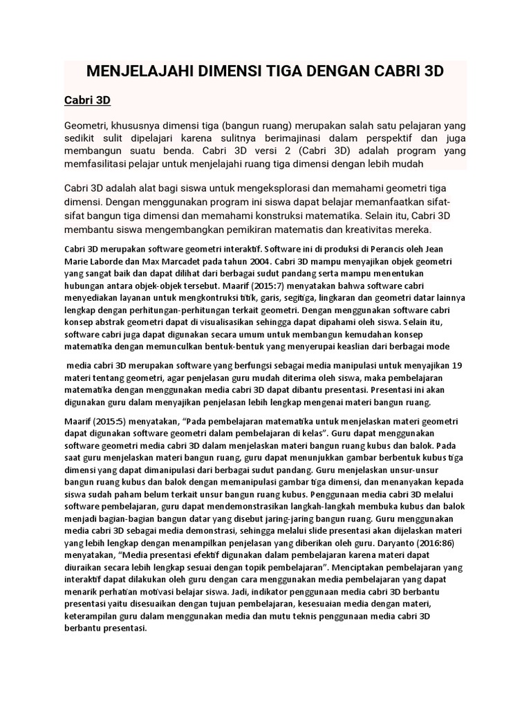 Menjelajahi Dimensi Tiga Dengan Cabri 3D | PDF