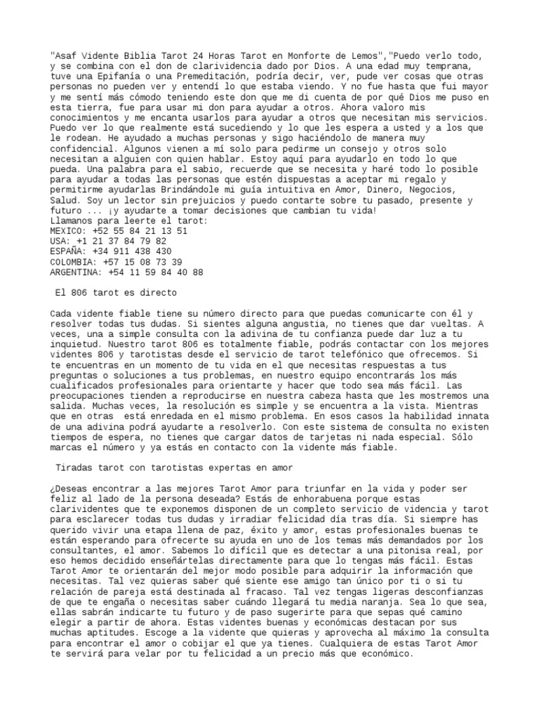 Asaf Vidente Biblia Tarot 24 Horas Tarot en Monforte de Lemos | PDF ...