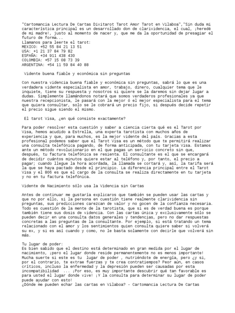 Cartomancia Lectura de Cartas Divitarot Tarot Amor Tarot en Vilaboa ...