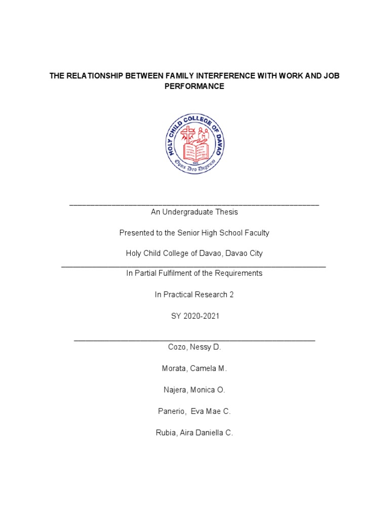 The Relationship Between Family Interference With Work and Job ...