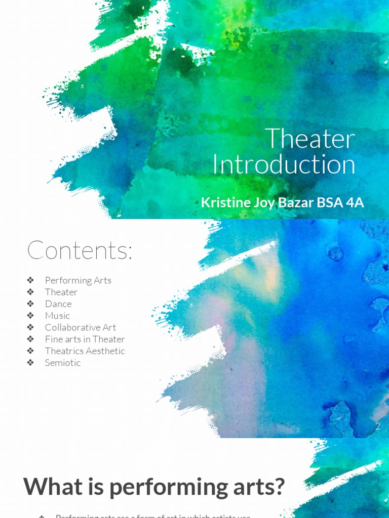 Theater Introduction: Performing Arts, Theater, Dance & Music | PDF ...