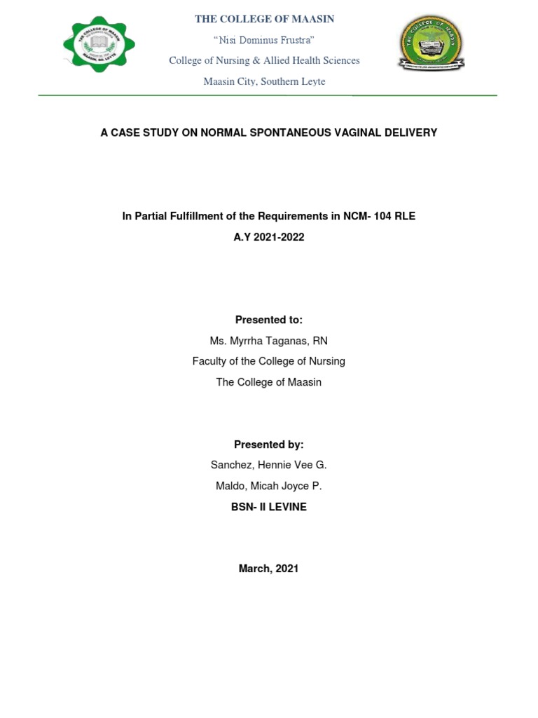 Case-Study Final | PDF | Childbirth | Pregnancy